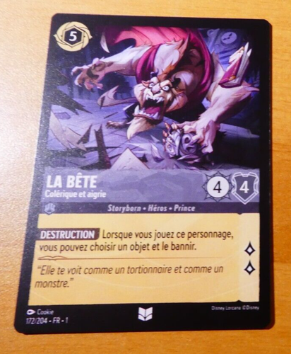 LORCANA TRADING CARD GAME DISNEY CHAPITRE 1 CARTE LA BETE 172/204 FR ...