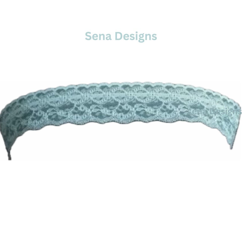 2 Metres Floral Design Trim Scalloped Lace Trimming- Pastel Blue TLC91 ...