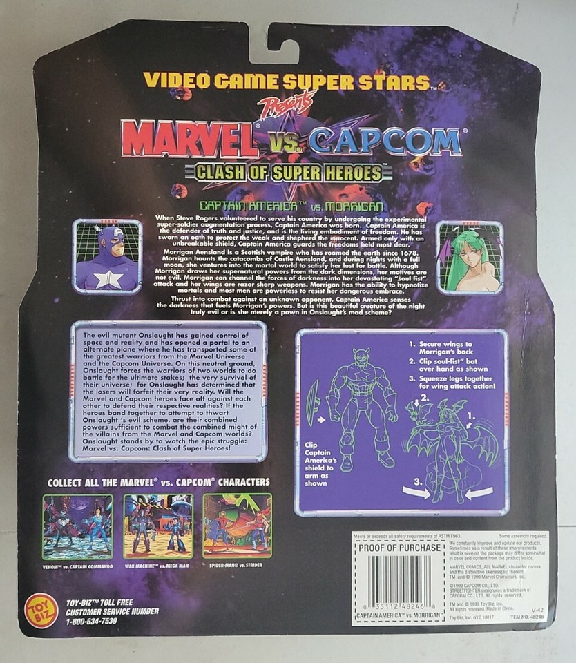 NEW MARVEL VS CAPCOM CAPTAIN AMERICA VS MORRIGAN ACTION FIGURES TOYBIZ ...