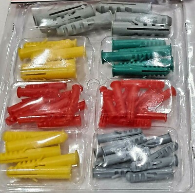 54 Pcs Plastic DIY Wall Plugs & Fixings Anchor Screws Cavity Wall ...
