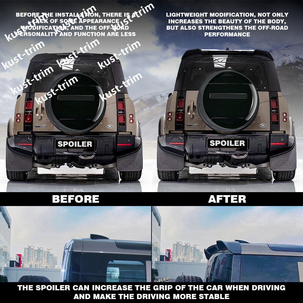 Rear Trunk Spoiler Roof Wing Black For Land Rover Defender 90 110 2020 ...