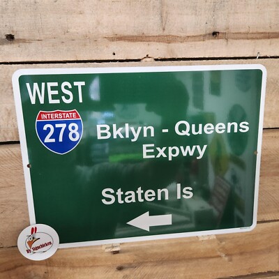 Mini Interstate Road Sign, New York, I278, BROOKLYN QUEENS- ALUMINUM ...
