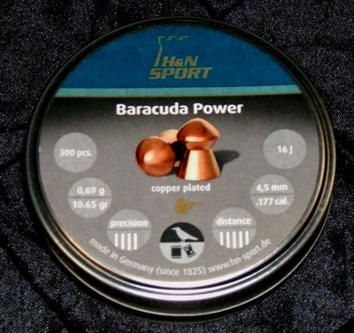 H&N BARACUDA POWER .177 CALIBER PELLETS 300 ct 10.65 grains COPPER ...