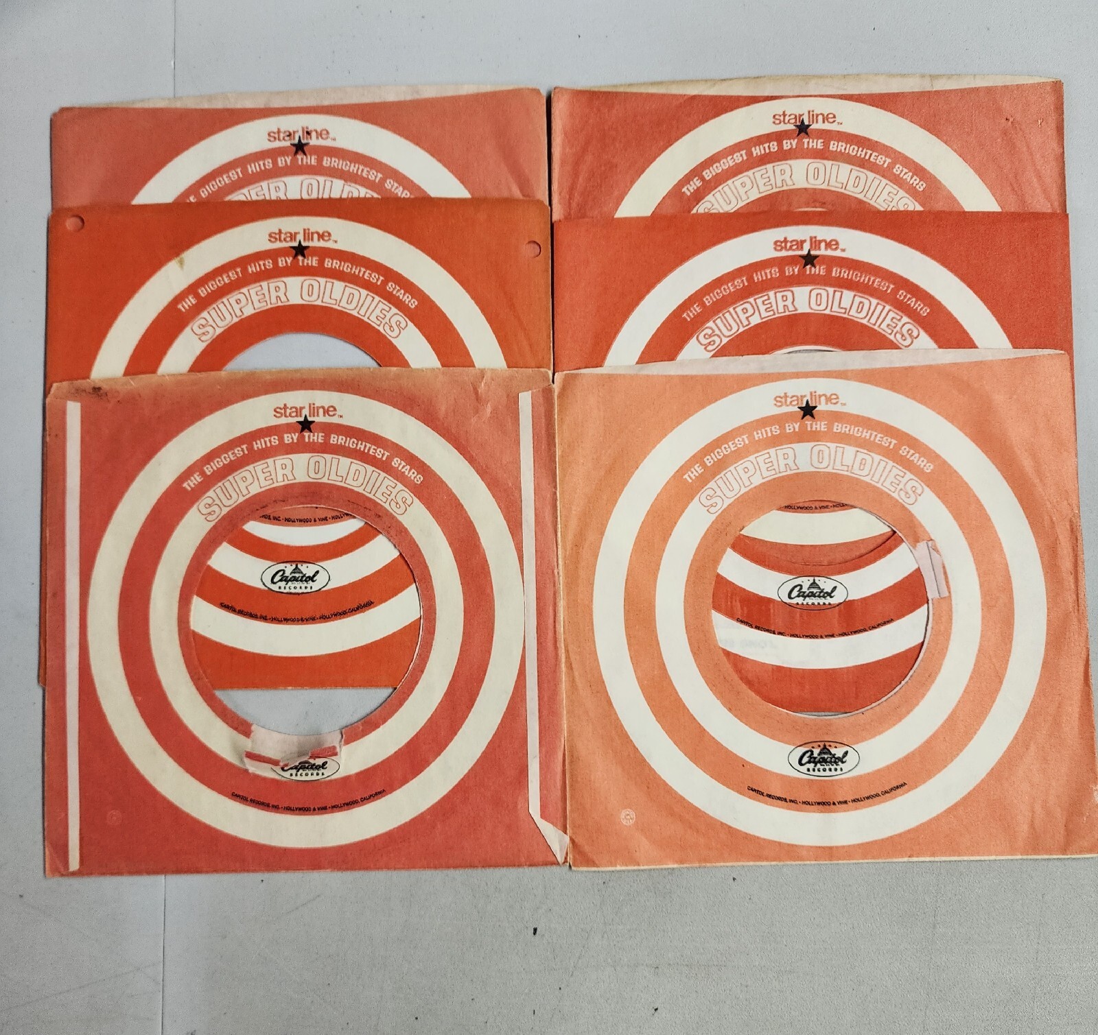 45 RPM 7" RECORD SLEEVES CO. SLEEVE 6 PACK SEE PHOTOS - Capitol ...