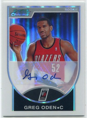 Greg Oden 2007 - 2008 Bowman Chrome Autographed Refractor RC #152 18/ ...
