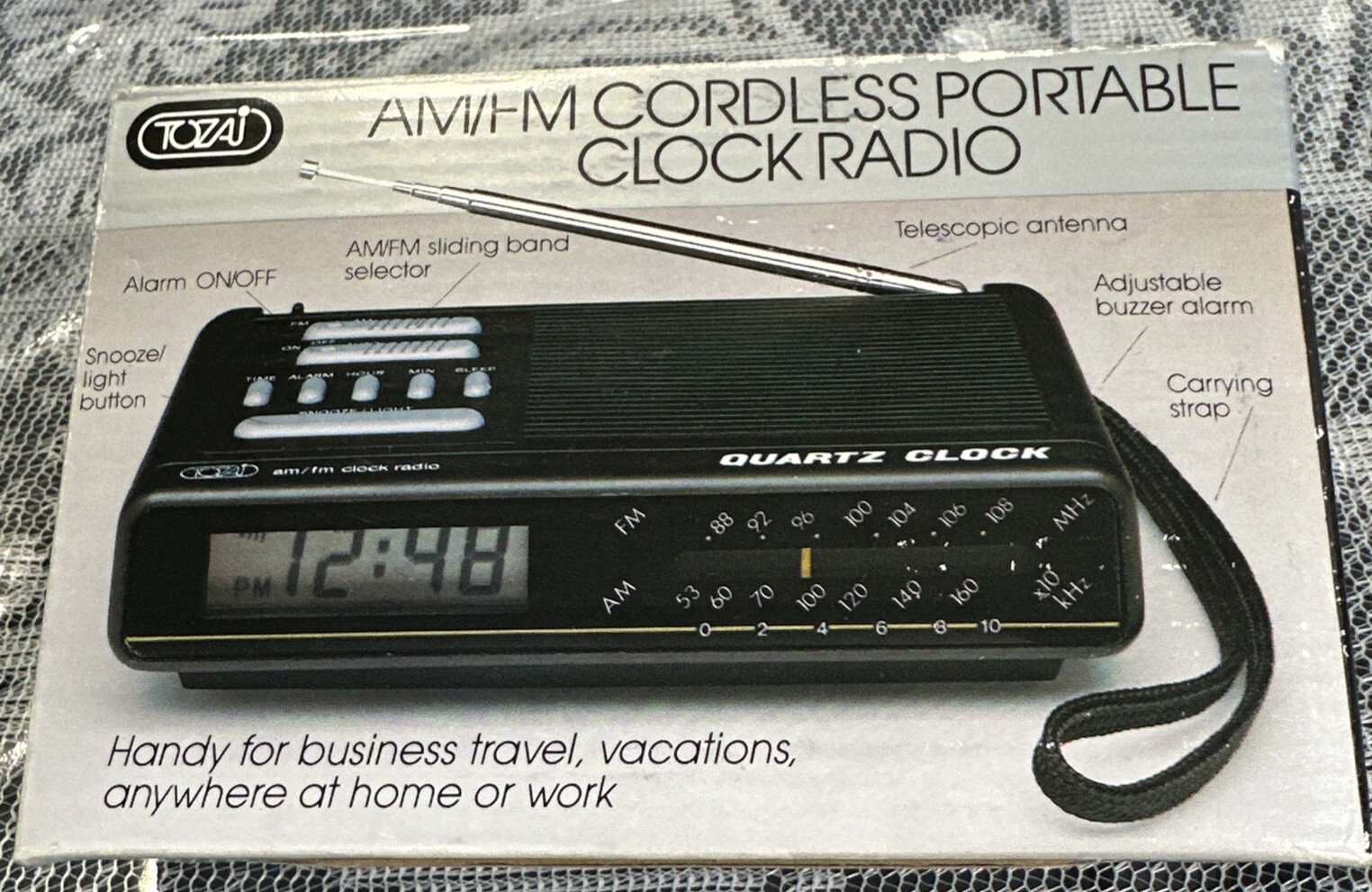 Vintage TOZAI 6868 AM/FM CORDLESS Portable Clock Radio With Box Tested ...