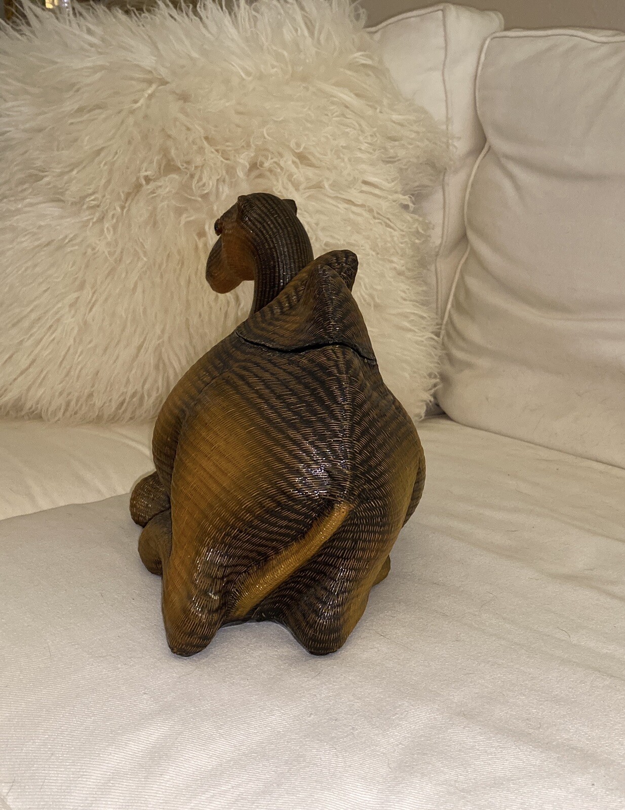 Vintage MCM Chinese SHANGHAI HANDICRAFTS Lidded Sitting Camel Basket ...