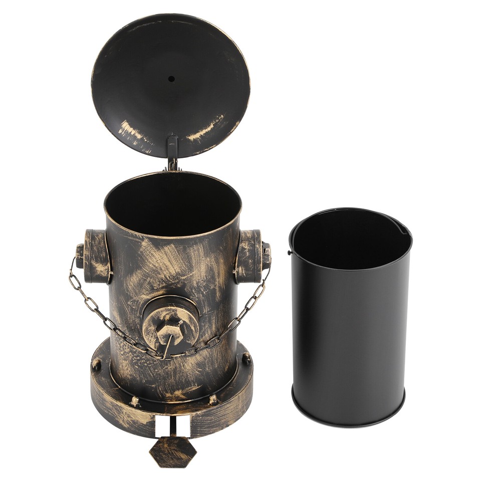 Retro Bronze Fire Hydrant Trash Can Creative Waste Bin Removable Inner ...