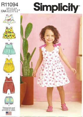 Simplicity R11094 Criss-Cross Top, Dresses, Rompers & Panties Sz 1/2-4 ...