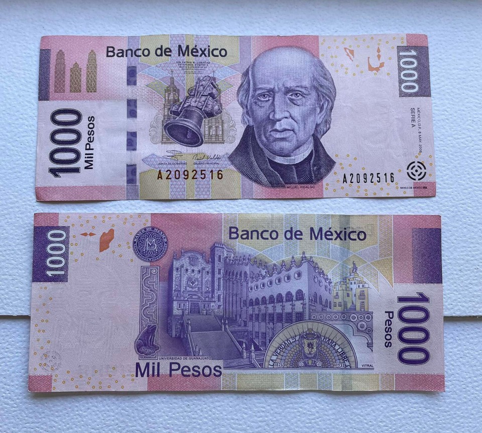 2006 MEXICO 1000 PESOS SERIAL A MIGUEL HIDALGO PINK USED 1 ONE | eBay