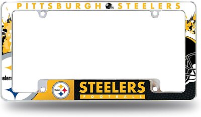 Pittsburgh Steelers Metal License Plate Frame Chrome Tag Cover All Over ...