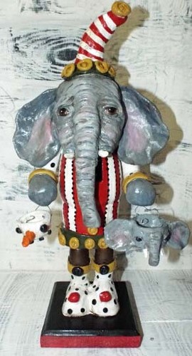 Folk Art Original One of a Kind Santa Elephant NutCracker Character Art ...