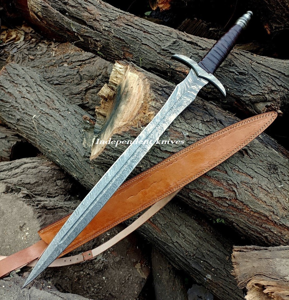 Crafted Razor Sharpe Sword 31' Real Damascus Steel Full Tang Sword With ...
