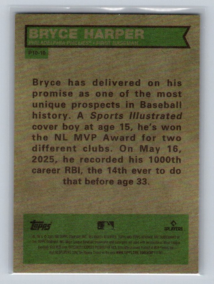 2025 Topps Heritage Perfect 10 Bryce Harper Philadelphia Phillies #P10 ...