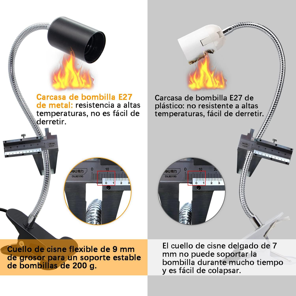 Lampada E27 Con Pinza Regolabile Clip Portalampada 220Cm Cavo Lungo E ...