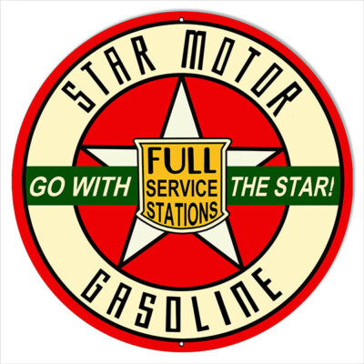 Vintage Style Metal Sign Go With Star Gasoline Motor Oil 18 x18 | eBay