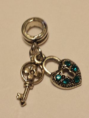 New European Charm Silver Teal Lock & Key. Buy 5 get 1 Free | eBay