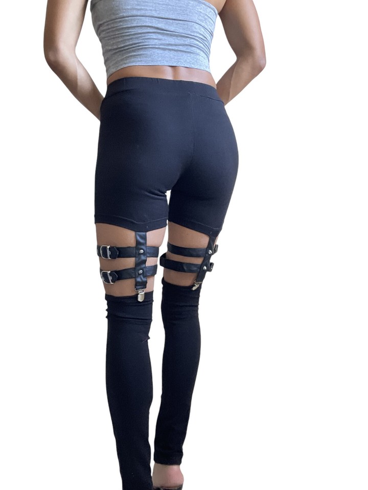 Vixxsin Temptation Leggings Gothic Harness Garter Straps Black Leggings ...