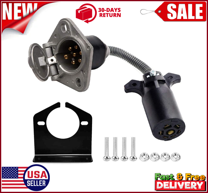 7 RV Blade Plug 7 Way Pin Type Trailer Electrical Adapter Connector ...