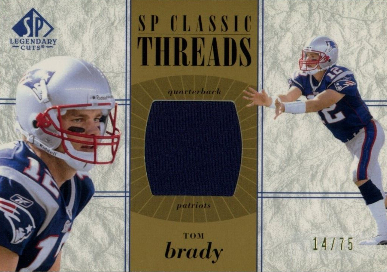 2002 SP Legendary Cuts - SP Classic Threads Gold #CC-BY Tom Brady /75 ...