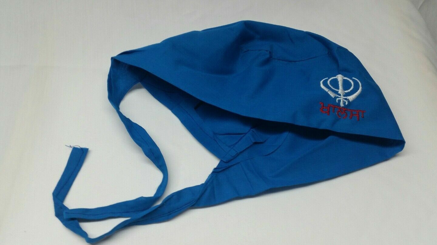 Sikh Punjabi Bluish Kids Infants baby patka pathka Khanda bandana Head ...