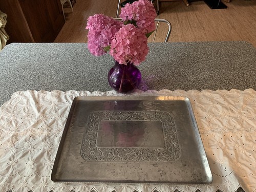 Vintage Hand Forged EVERLAST Hammered Aluminum Rectangle Tray Dogwood ...