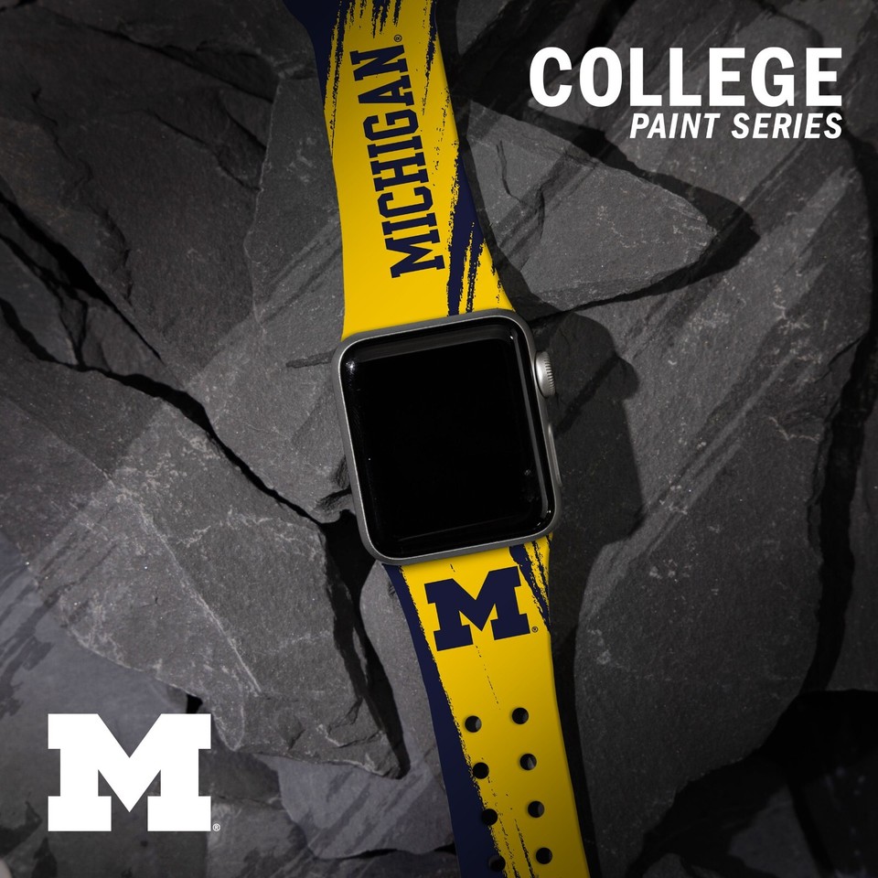 Michigan Wolverines HD Paint Stripe Watch Band Compatible with Apple ...