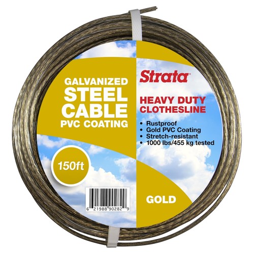 150 Feet Clothesline Outdoor Heavy Duty Galvanized Wire Steel Cable ...