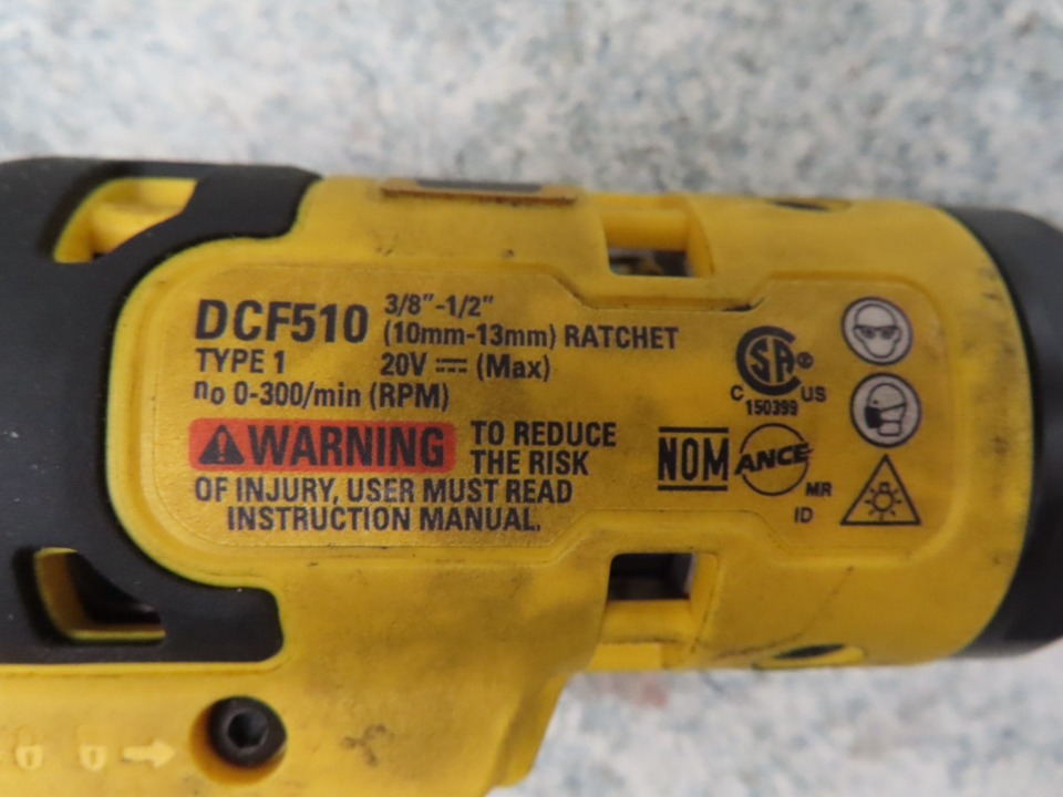 DEWALT DCF510 20-Volt Cordless Lithium-Ion 3/8 in. to 1/2 in. Ratchet ...