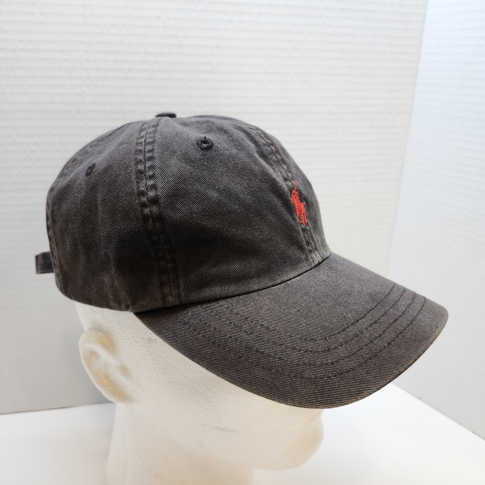 Vintage Polo Ralph Lauren Adjustable Hat Strap Back Weathered Black Red ...