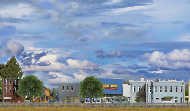TrainJunkies Main Street From Behind Model Railroad Backdrop | eBay