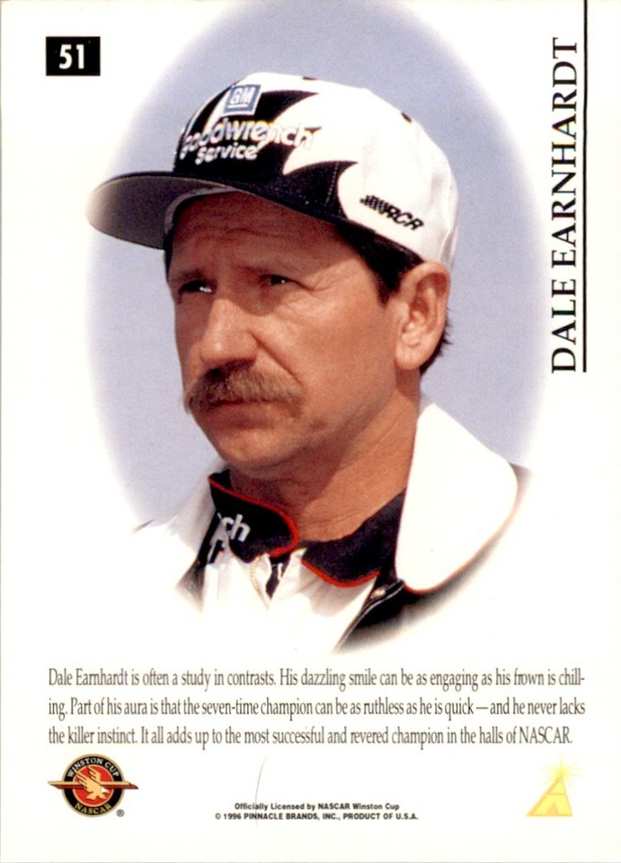 Dale Earnhardt 1996 Pinnacle Speed Flix #51 NASCAR Winston Cup ...