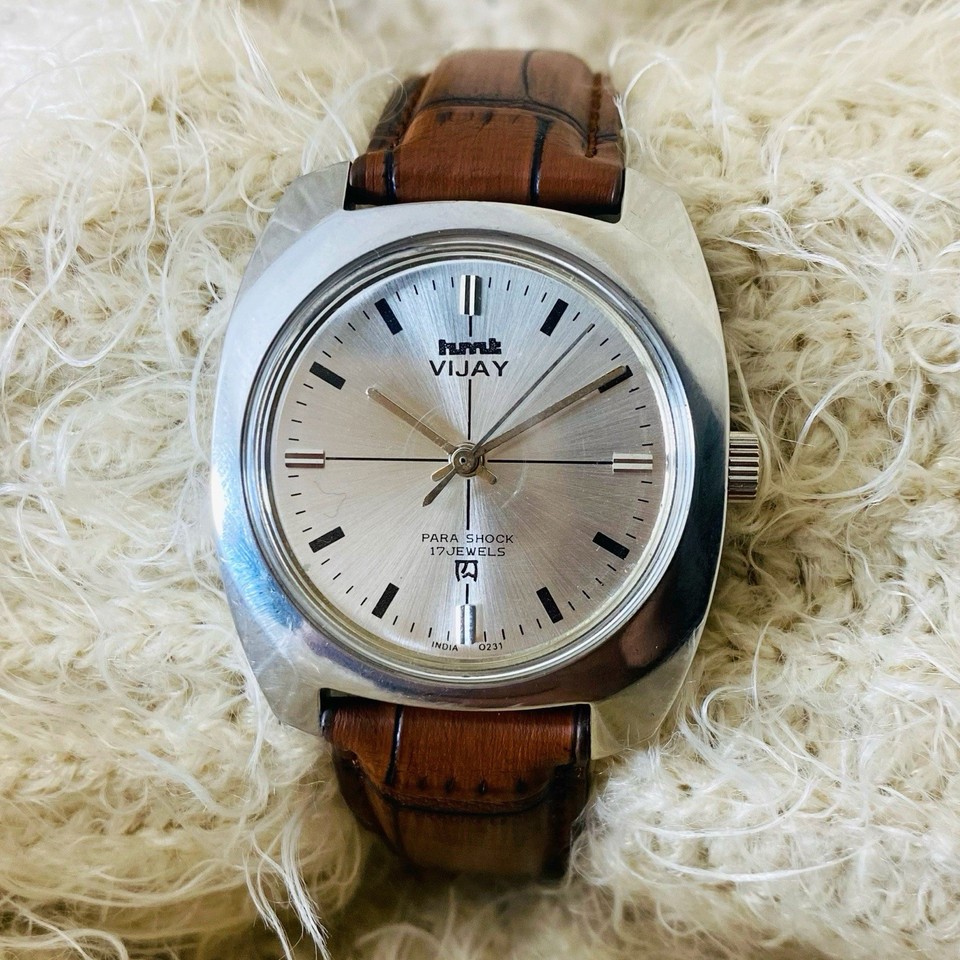 Vintage HMT Vijay Hand Winding 17-Jewels Sipver dial Men's Wristwatch ...