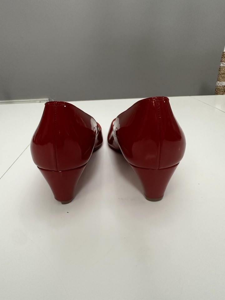 Christian Louboutin Red Patent Leather Peep Toe Kitten Heels 37 | eBay