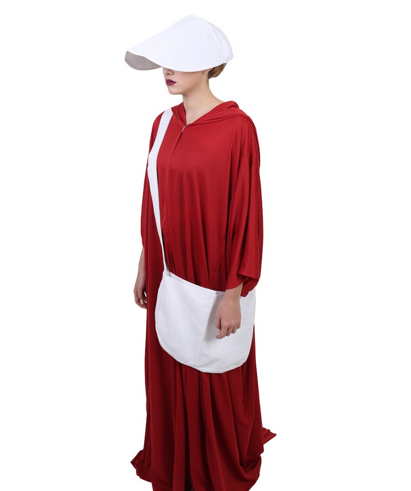 Womens Handmaid's Tale Costume Set - Hooded Robe, Bonnet, Bag Halloween ...