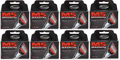 Personna M5 Magnum Razor Refill Blades with Trimmer, 4 Cartridges (8 ...