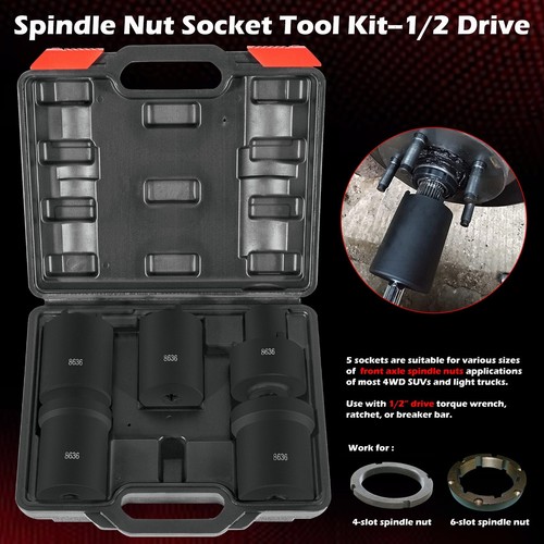 5 Pcs Spindle Nut Sockets Axle Nut Socket Set for Ford Chevy Dodge, 1/2 ...