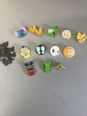 Disney Collectible Pins lot Of 12 Pins 13 Extra Rubber Backs Disney ...