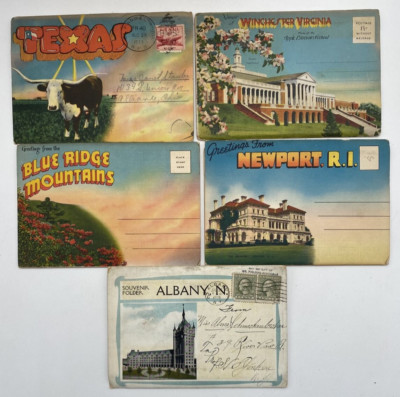 Postcard State & City Souvenir Folders Lot Of 5 TX RI VA NY & Blue ...