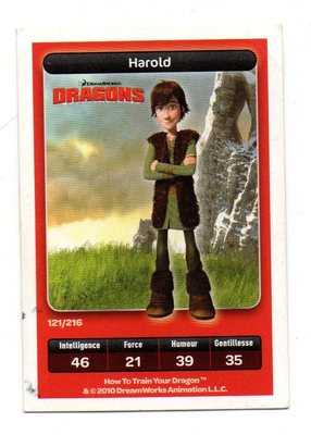 Carte Carrefour Dreamworks n° 121/216 - HAROLD - Dragons (9872) | eBay