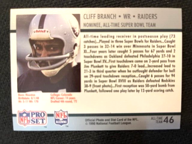 NFL - Cliff Branch 1990 Pro Set Super Bowl Supermen - Raiders | eBay