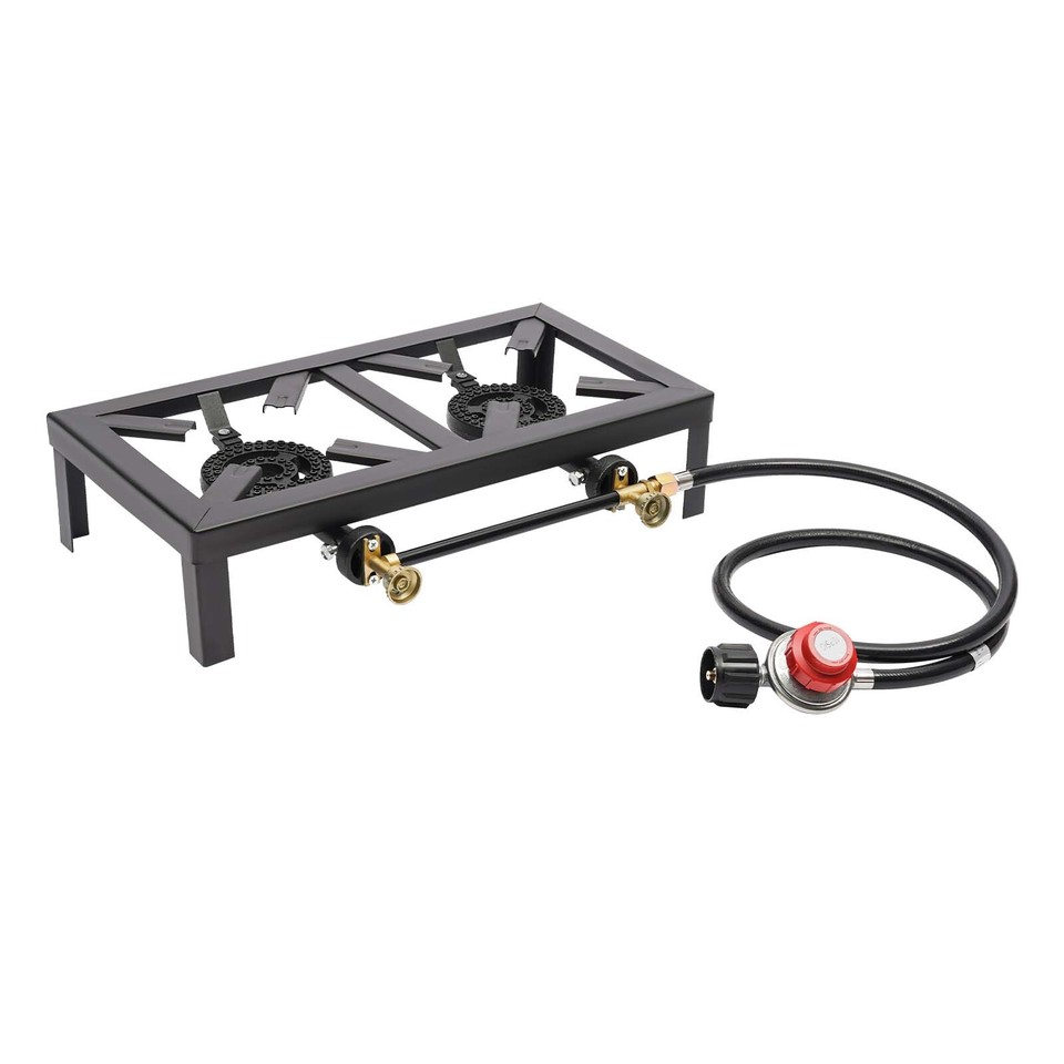 Double Propane Gas Burner Stove Camping BBQ Cooker Cooking With ...