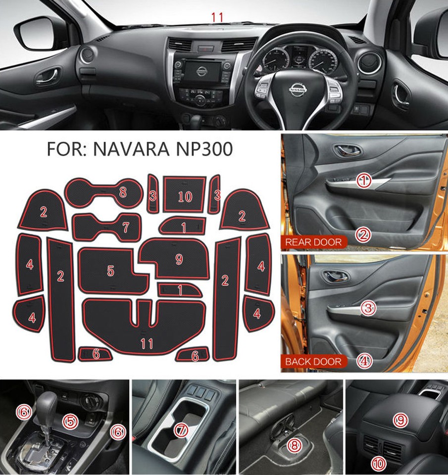 Fit for Nissan Navara NP300 D23 Rubber Non-slip Gate Slot Mats Cup ...