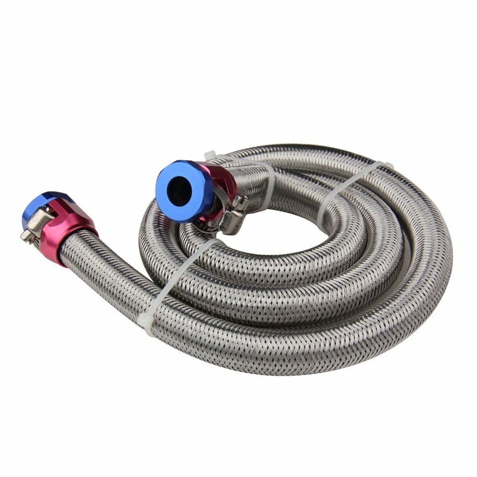 Universal Stainless Steel Braided Fuel Line 3/8 in 3 ft Length High ...