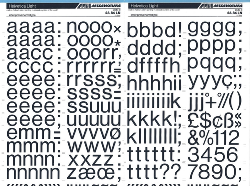 MECANORMA Dry Transfer Lettering 23.84 LN #765 HELVETICA LIGHT 23.9mm ...