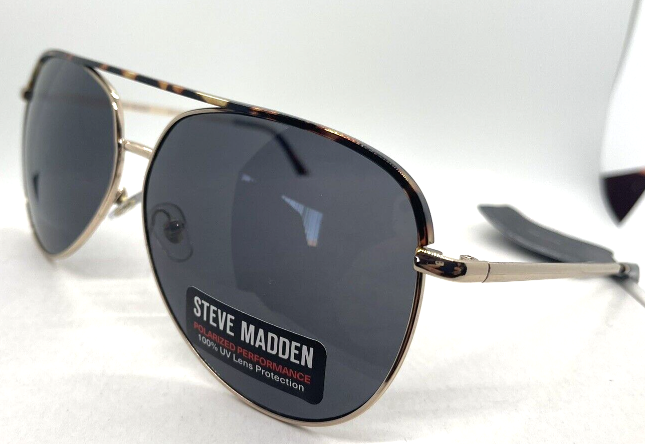 Steve Madden Aviator sunglasses Gold frame Black tint tortoise shell ...