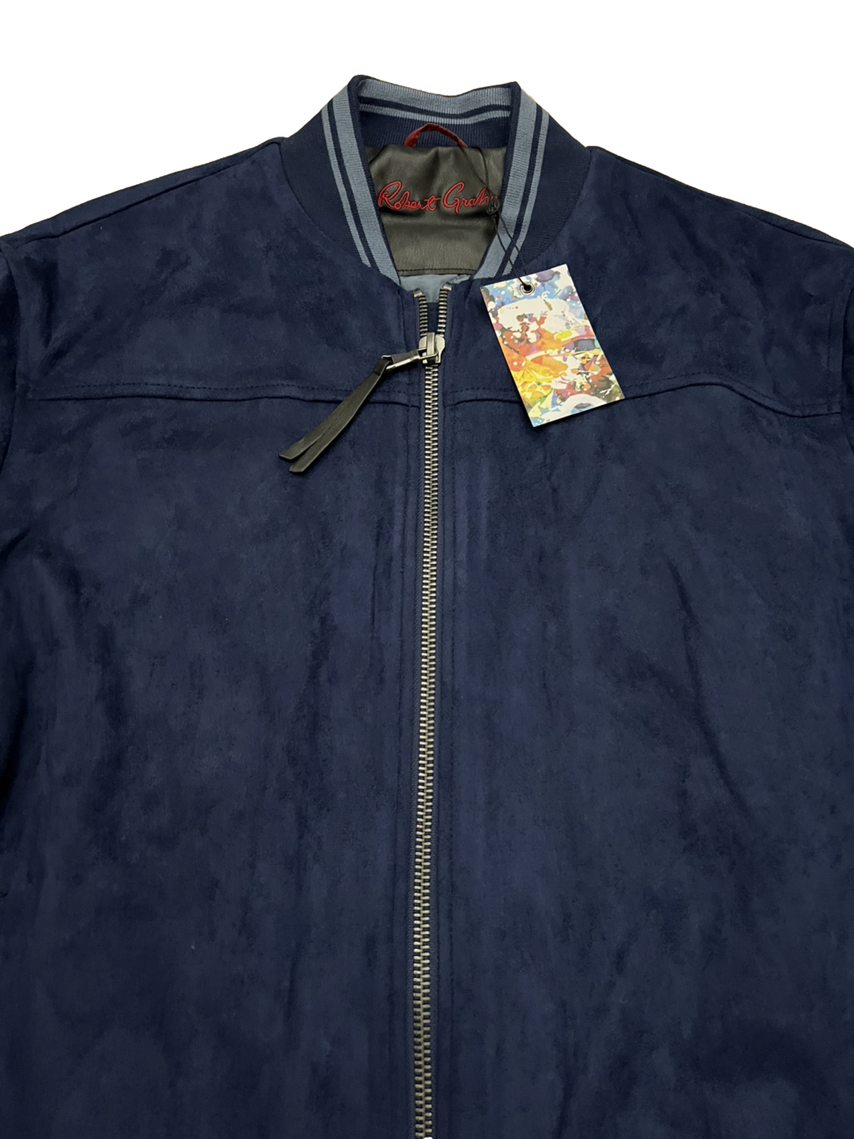 Robert Graham Faux Suede Bomber Varsity Jacket Navy Small $268 | eBay