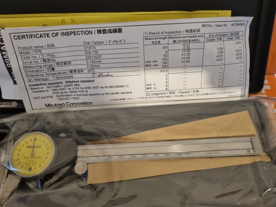 Mitutoyo 505-730 0-150mm Clear Yellow Face Dial Caliper. Made In Japan ...