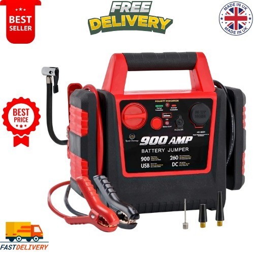 Car Jump Starter Power Pack with Air Compressor, 900A 12V UltraSafe Lead-Acid | eBay UK