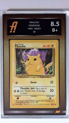 Pokemon Card Pikachu Base Set Graded Ambr 8.5 Gold to Black Matte Fade ...